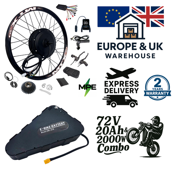 72V 20Ah 2000W MTX Full Ebike Motor Kit Combo (Includes battery) UK